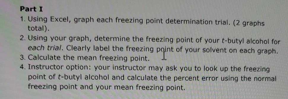 Solved Part I 1. Using Excel, graph each freezing point | Chegg.com