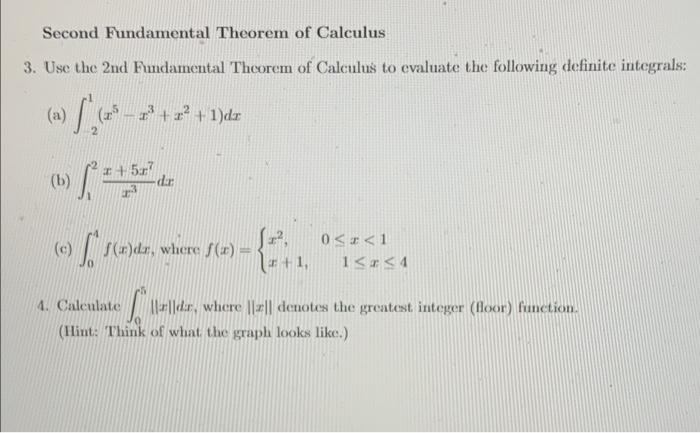 Solved Second Fundamental Theorem of Calculus 3. Use the 2nd | Chegg.com
