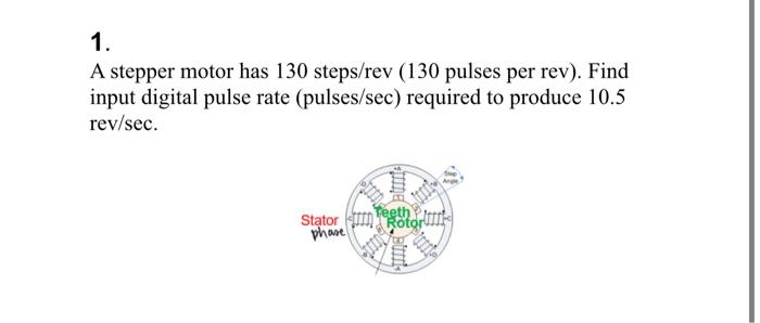 Solved 1. A stepper motor has 130 steps/rev (130 pulses per | Chegg.com