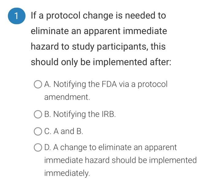 Solved 1 If a protocol change is needed to eliminate an | Chegg.com