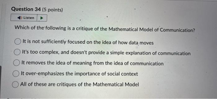 Which of the following is a critique of the | Chegg.com