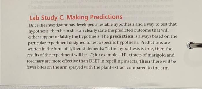 Solved Lab Study C. Making Predictions Once the investigator | Chegg.com