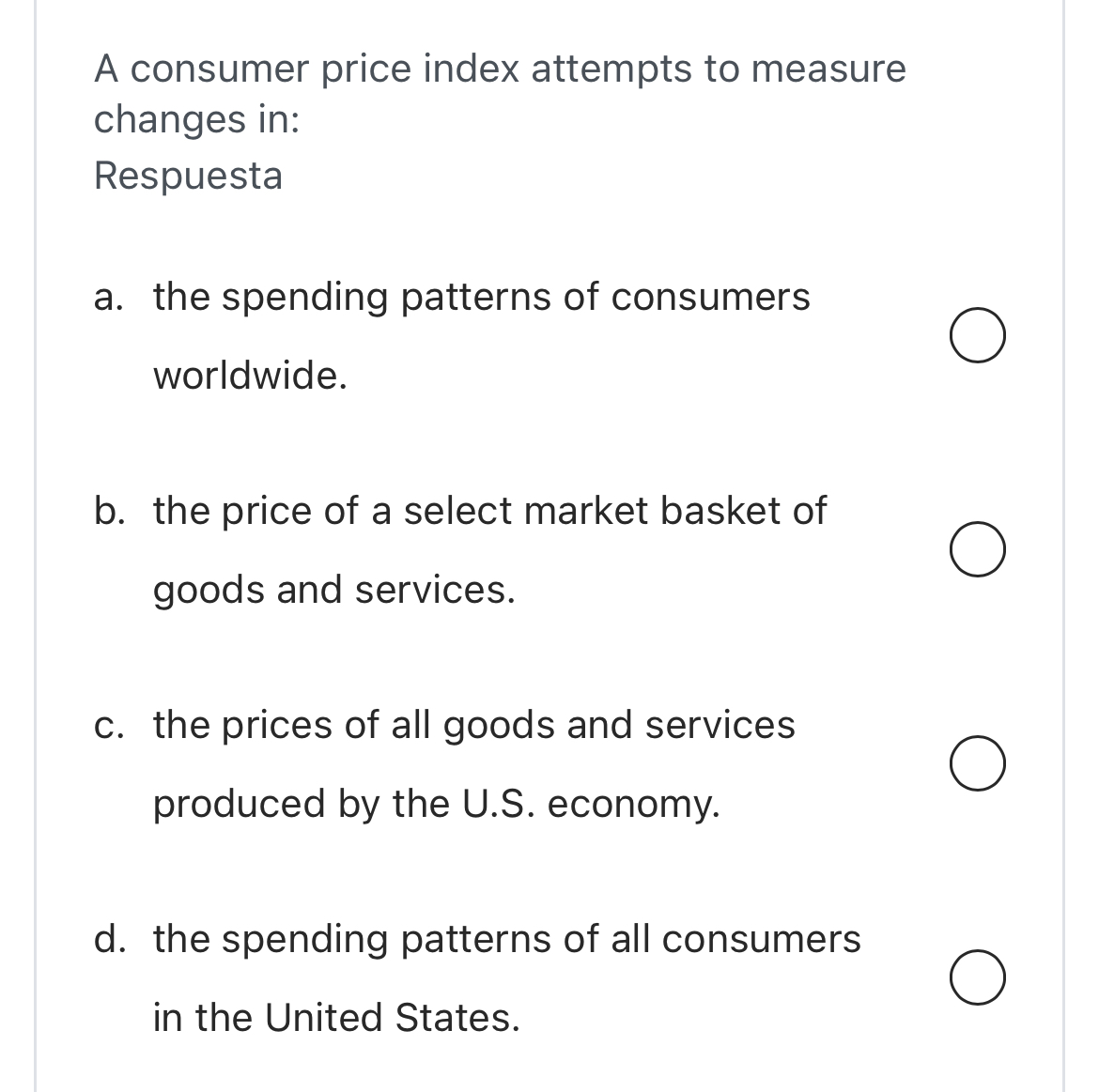 Solved A consumer price index attempts to measure changes | Chegg.com