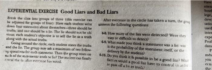 Solved Break the class into groups of three (this exercise | Chegg.com