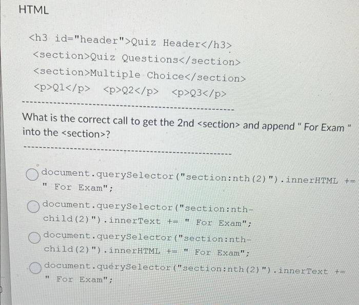 Solved h3 id="header" Quiz Header /h3