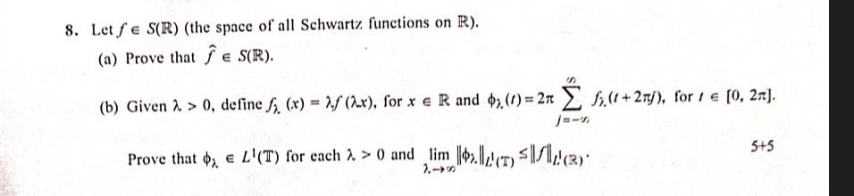 Solved Let f∈S(R) (the space of all Schwartz functions on R | Chegg.com