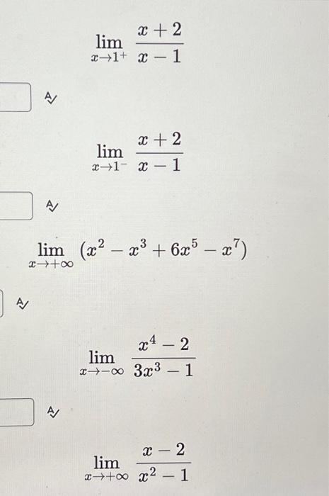 Solved lim x→+1 (x + 2) / (x - 1)lim x→-1 (x + 2) / (x - | Chegg.com