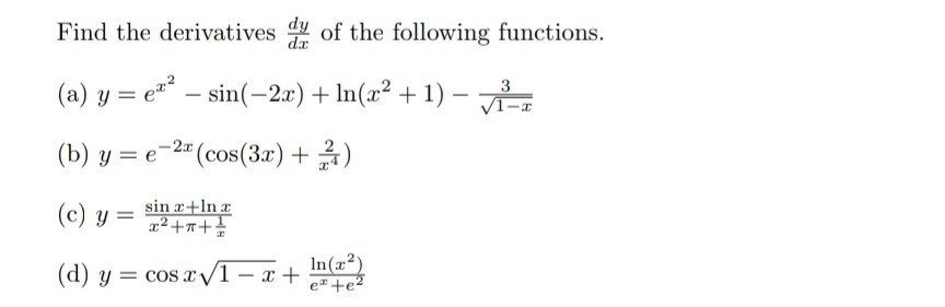 Solved Question 1. Differentiation [20 marks] Find the | Chegg.com
