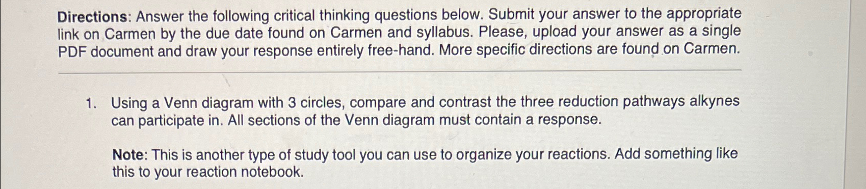 Solved Directions: Answer the following critical thinking | Chegg.com