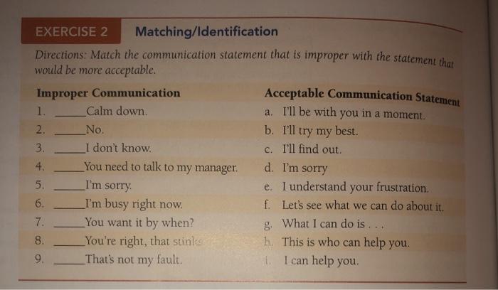 Solved EXERCISE 2 Matching/Identification Directions: Match | Chegg.com