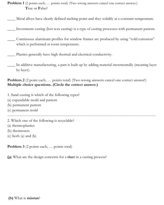 Solved Problem 1 (2 points each; ... points total) (Two | Chegg.com Solved Problem 1 (2 points each; ... points total) (Two | Chegg.com
