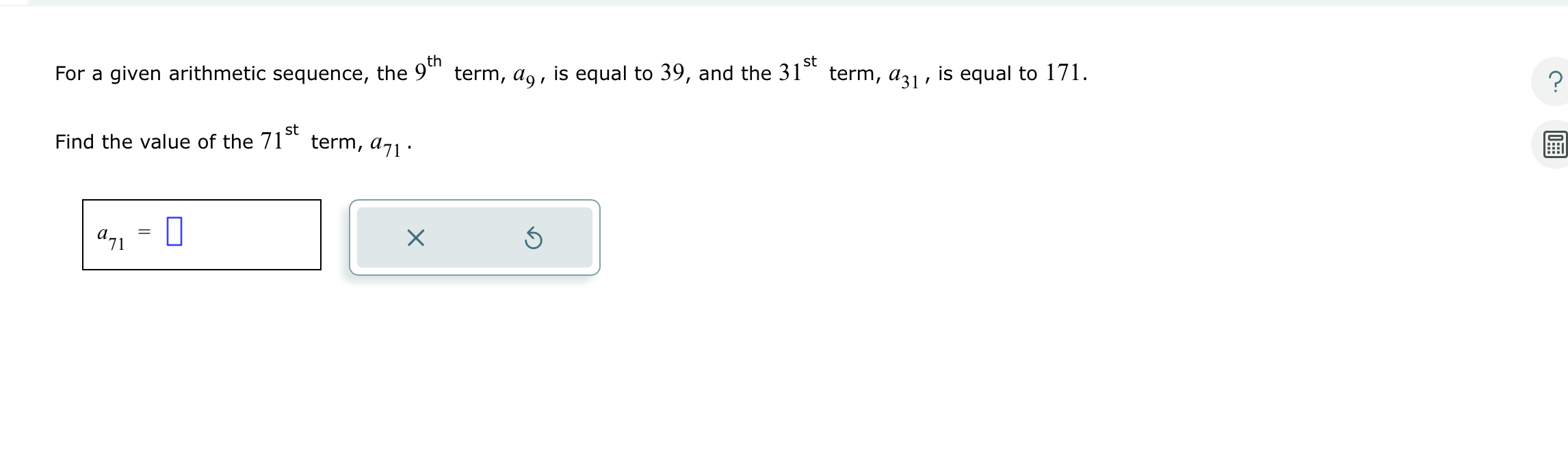 Solved For a given arithmetic sequence, the 9th ﻿term, a9, | Chegg.com