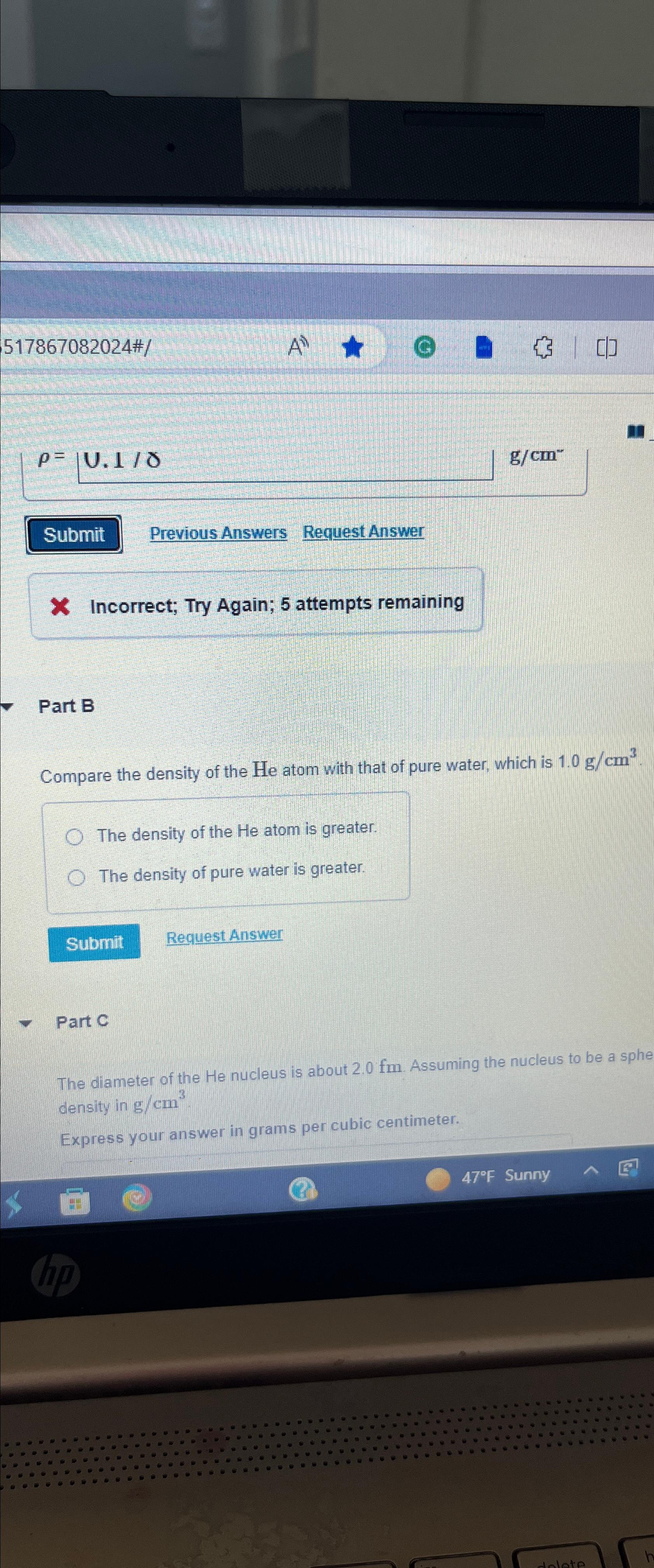 517867082024#?ρ=|U.1δ|gcm-Previous AnswersRequest | Chegg.com