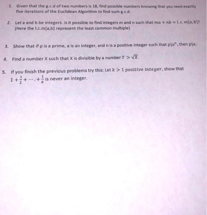 Solved 1. Given that the g.c.d of two numbers is 18, find | Chegg.com