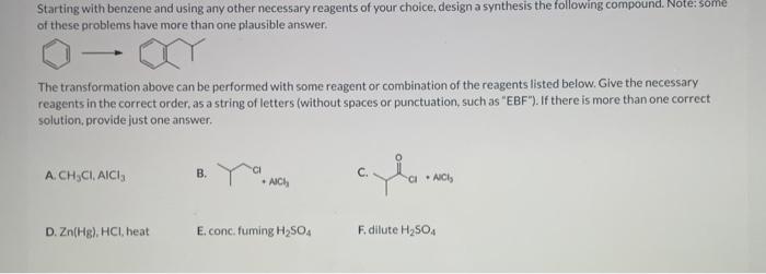 Solved Starting with benzene and using any other necessary | Chegg.com