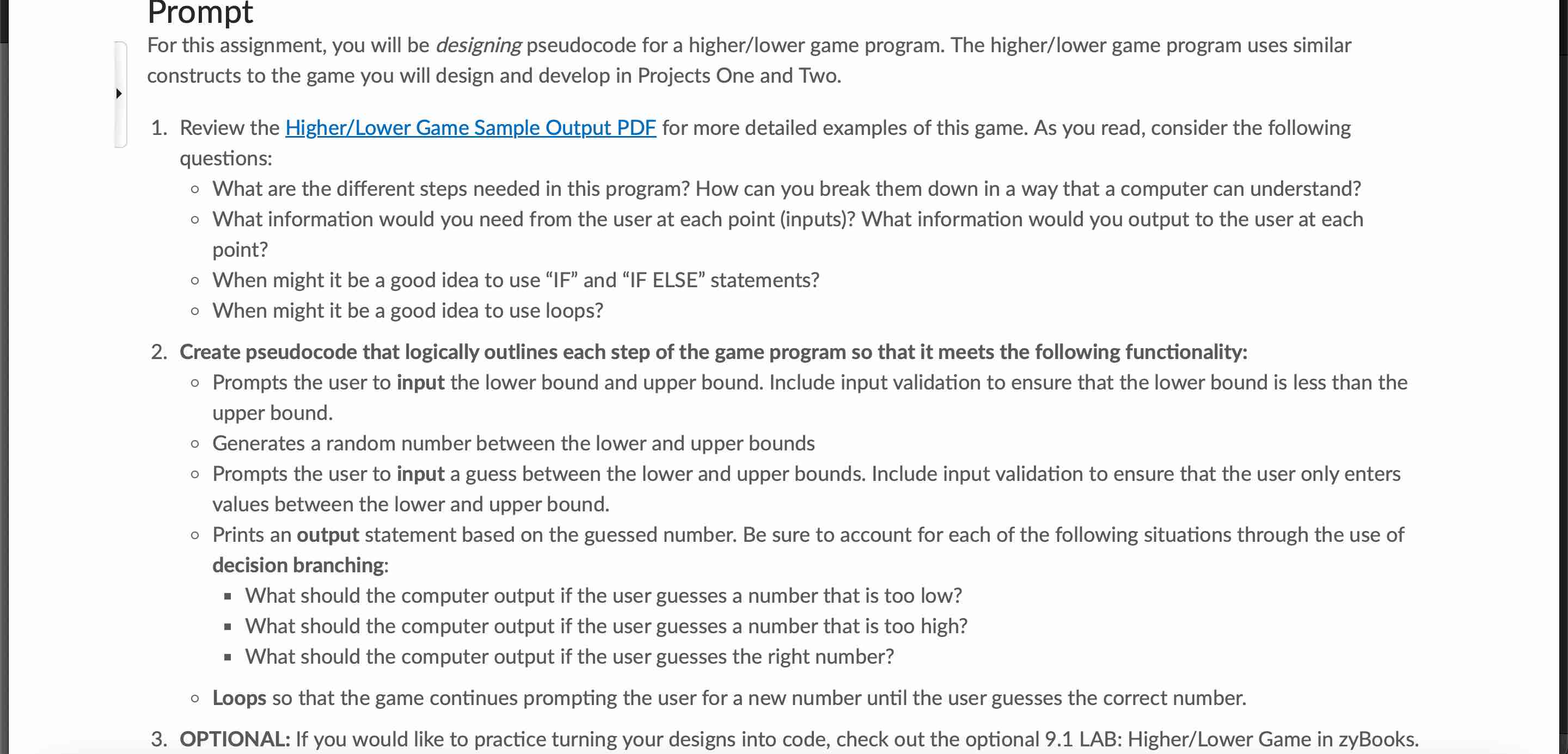 Solved PromptFor this assignment, you will be designing | Chegg.com