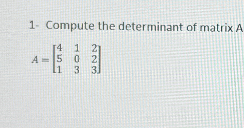Solved Sh1- ﻿Compute the determinant of matrix | Chegg.com