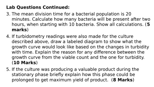 Solved Lab Questions Continued: 3. The mean division time | Chegg.com