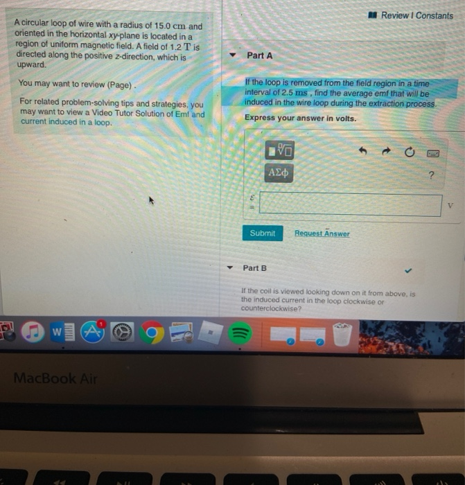 Solved Review Constants Part A A circular loop of wire with | Chegg.com