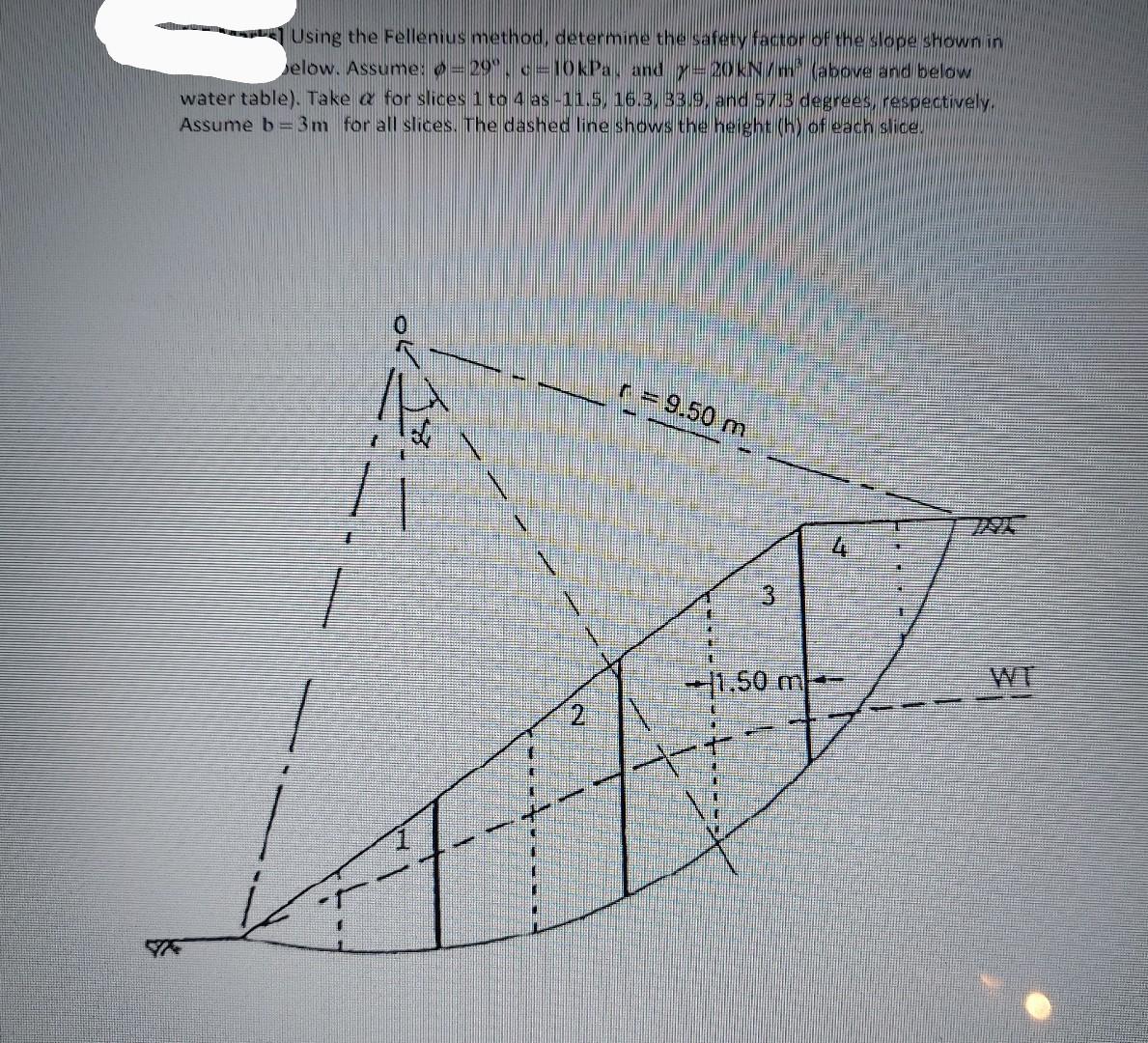Solved SE Using the Fellenius method, determine the safety | Chegg.com