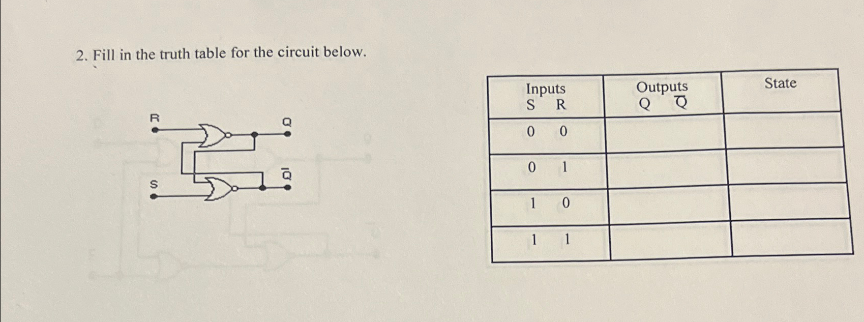 Solved Fill in the truth table for the circuit below. | Chegg.com
