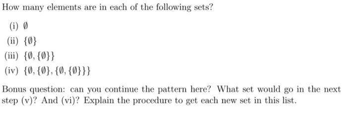 Solved How many elements are in each of the following sets? | Chegg.com