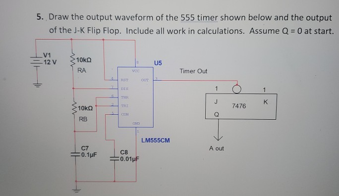 5. Draw the output waveform of the 555 timer shown | Chegg.com