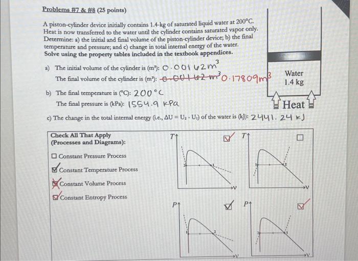 Solved Problems #7 & #8 (25 points) A piston-cylinder device | Chegg.com