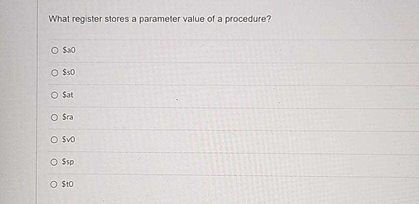 Solved What register stores a parameter value of a | Chegg.com