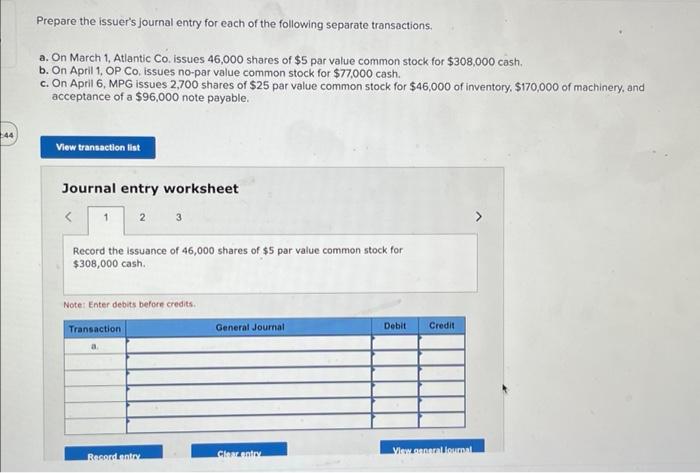 Solved Prepare the issuer's journal entry for each of the | Chegg.com