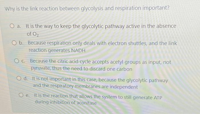 Solved Why is the link reaction between glycolysis and | Chegg.com