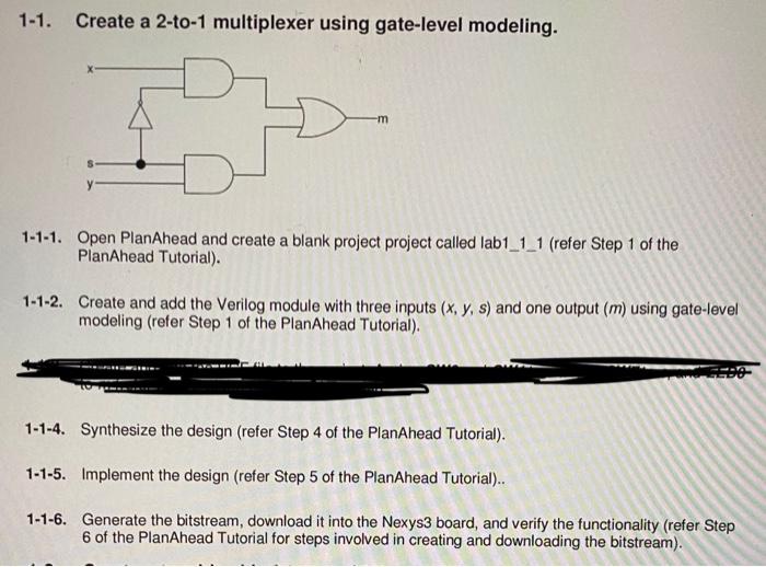 Solved 1-1. Create a 2-to-1 multiplexer using gate-level | Chegg.com