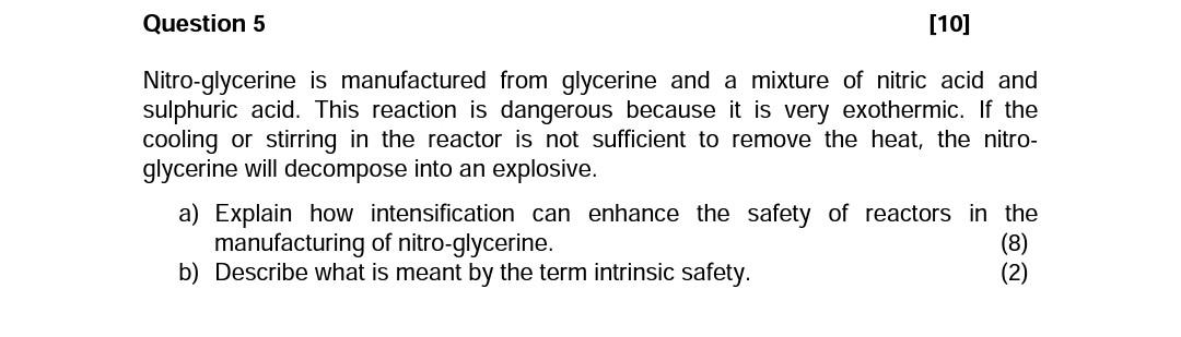Solved Nitro-glycerine is manufactured from glycerine and a | Chegg.com