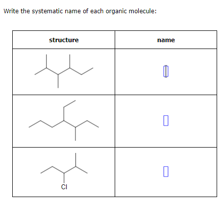 Solved Write the systematic name of each organic molecule: | Chegg.com