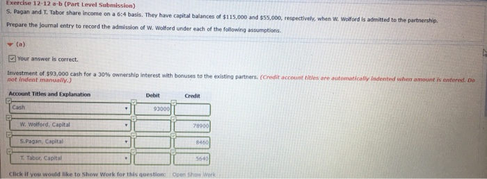 Solved Exercise 12-12 a-b (Part Level Submission) S. Pagan | Chegg.com