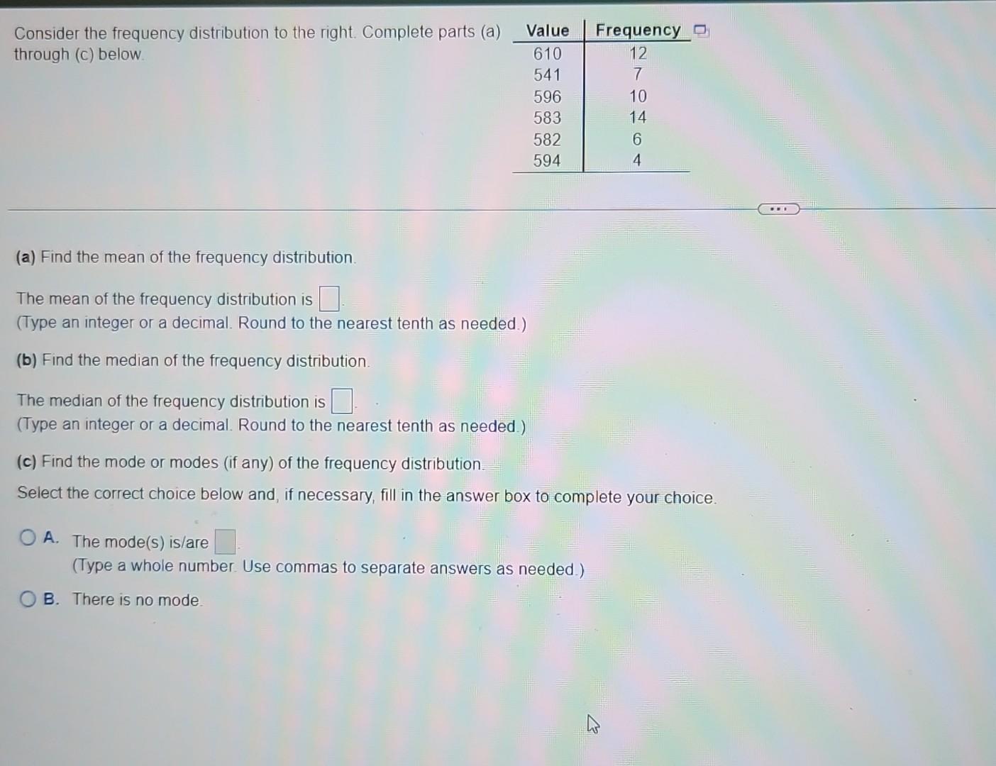 Solved Consider the frequency distribution to the right. | Chegg.com