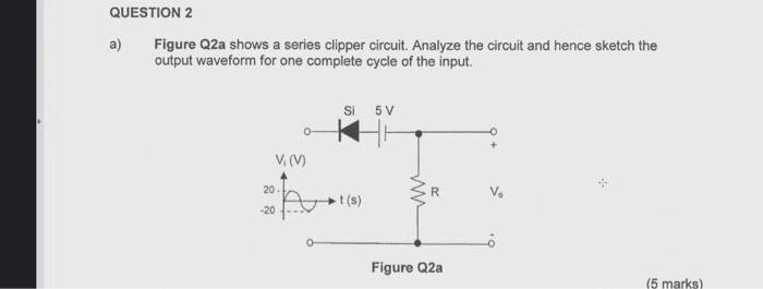 Solved QUESTION 2 a) Figure Q2a shows a series clipper | Chegg.com