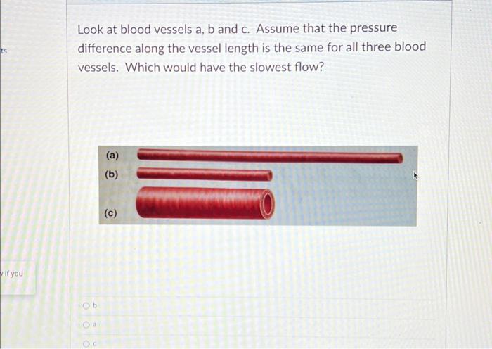 Solved Look at blood vessels a, b and c. Assume that the | Chegg.com