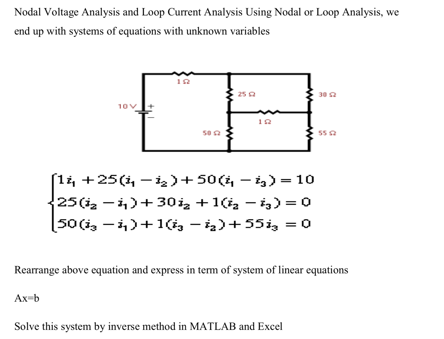 Solved Nodal Voltage Analysis and Loop Current Analysis | Chegg.com