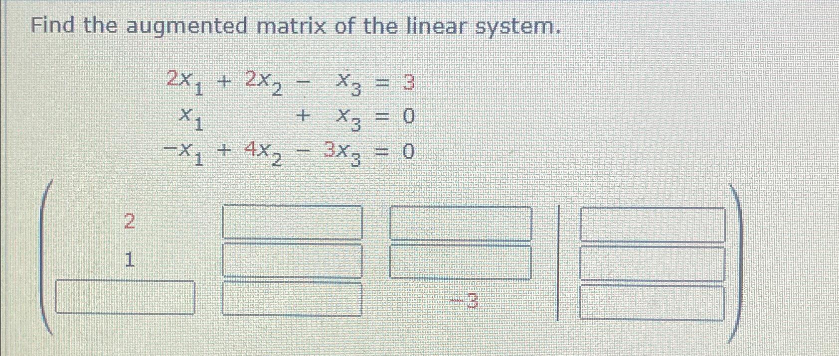 Solved Find the augmented matrix of the linear | Chegg.com