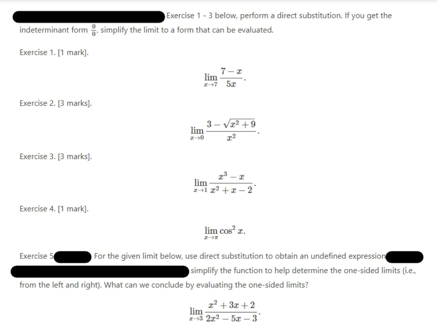 Solved Exercise 1−3 below, perform a direct substitution. If | Chegg.com