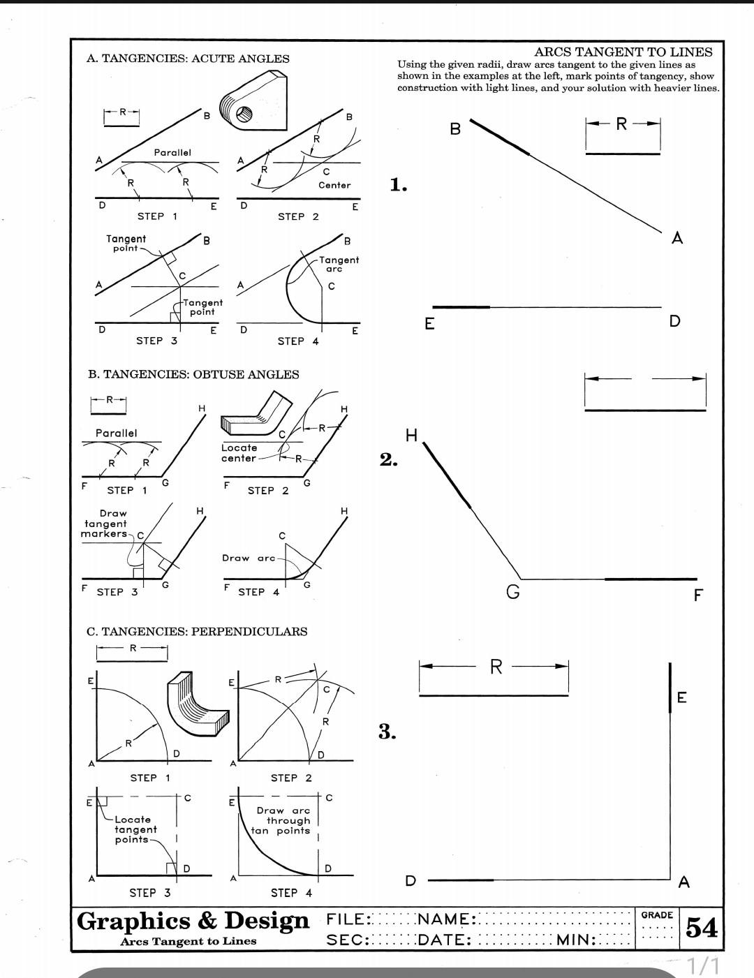 Solved ARCS TANGENT TO LINES A. TANGENCIES: ACUTE ANGLES | Chegg.com