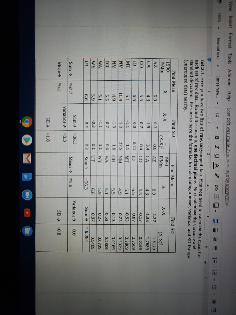 Solved View Insert Format Tools Add-ons Help Last edit was | Chegg.com