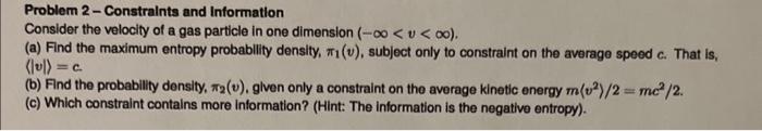 Solved Problem 2 - Constraints and Information Consider the | Chegg.com