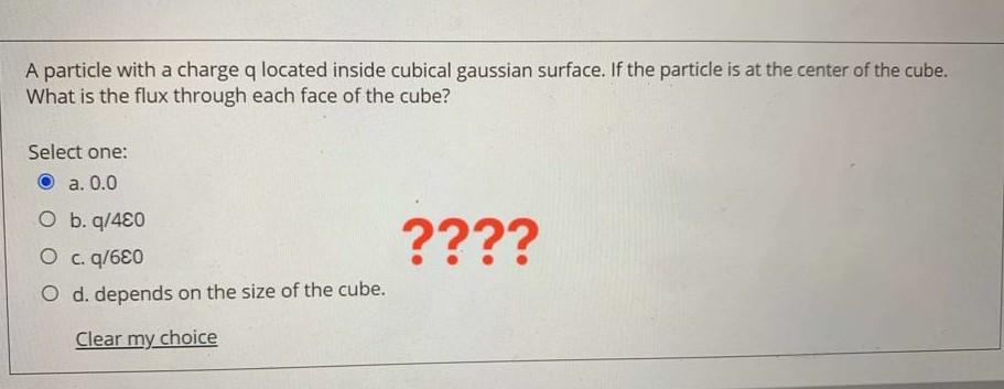 Solved A particle with a charge q located inside cubical | Chegg.com