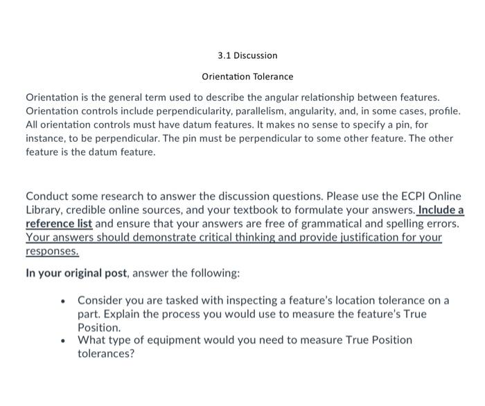 Solved Orientation Tolerance Orientation is the general term | Chegg.com