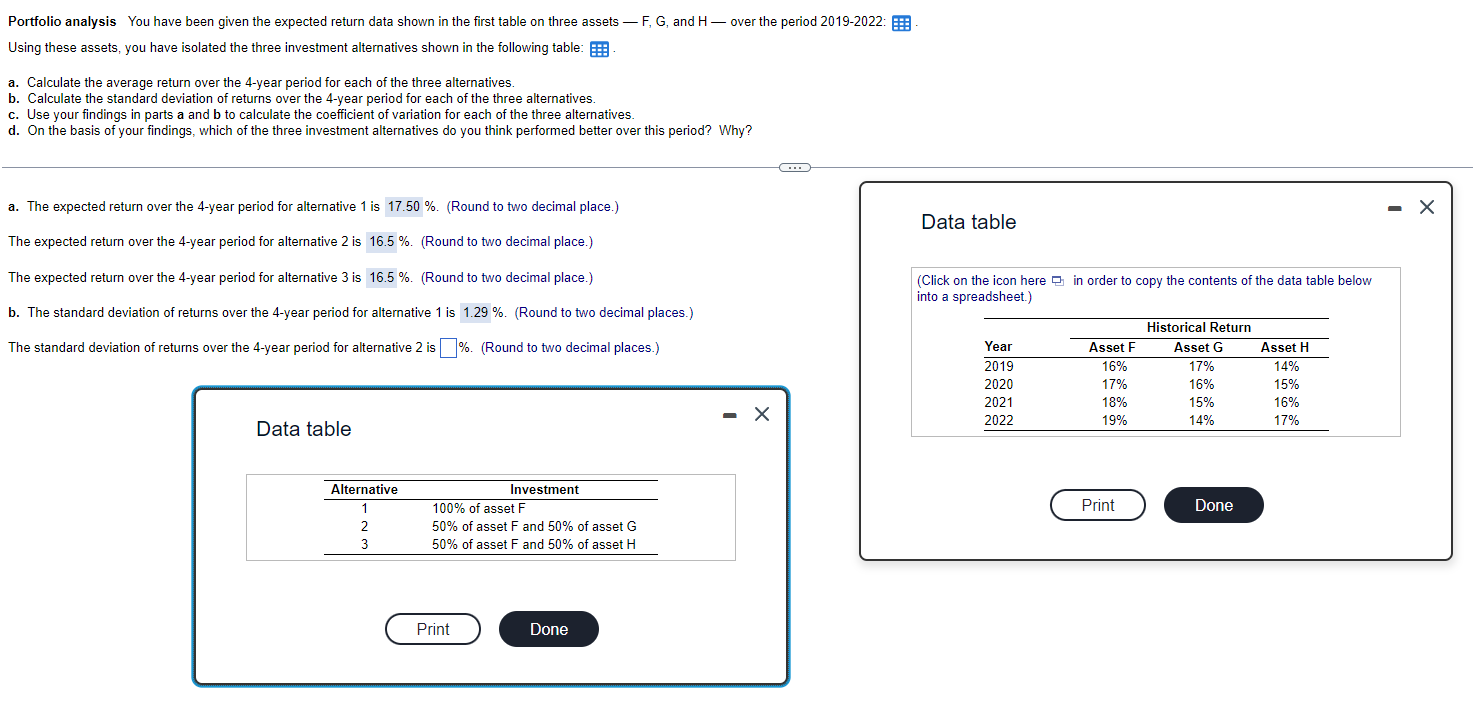 Portfolio analysis You have been given the expected | Chegg.com