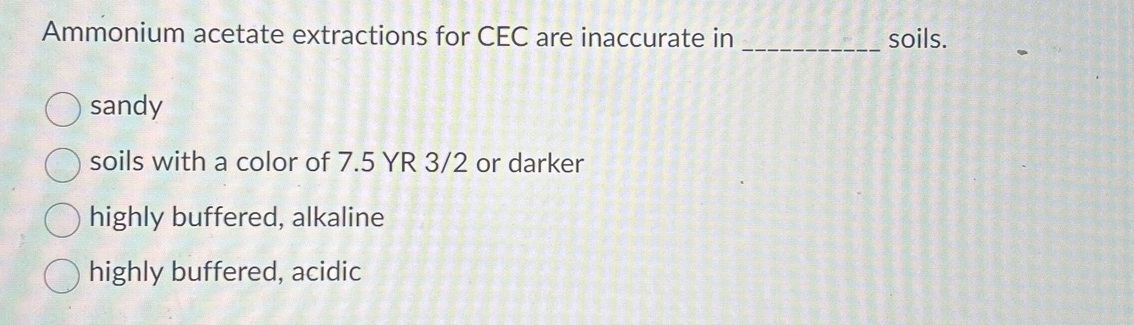 Solved Ammonium acetate extractions for CEC are inaccurate | Chegg.com
