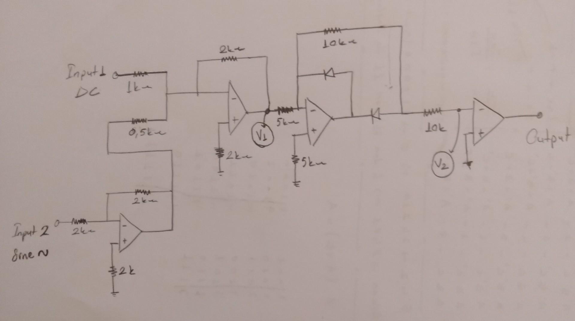 Solved input1=1V DC input2=1V sine diode = 10V a) what is | Chegg.com
