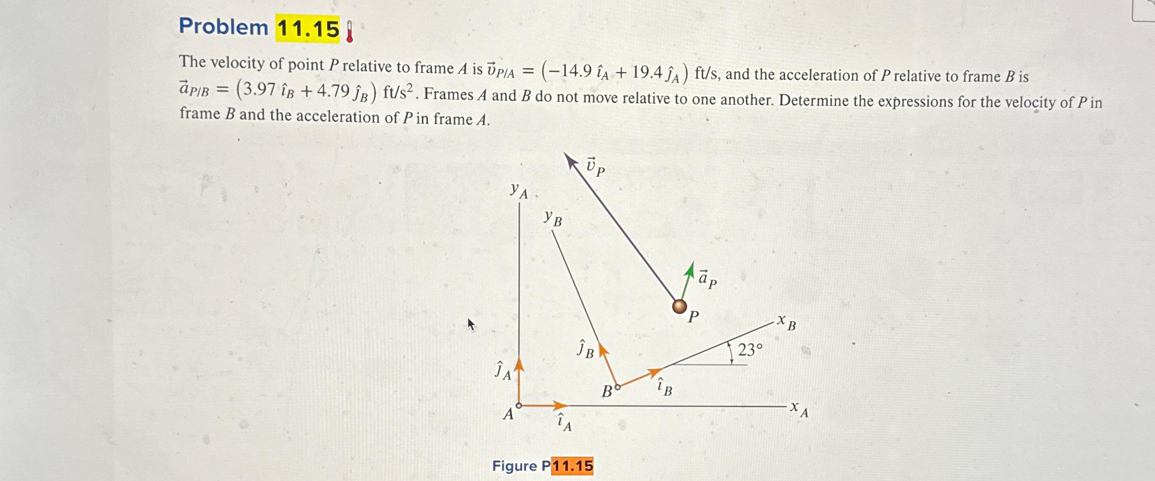 Solved Problem 11.15The velocity of point P ﻿relative to | Chegg.com